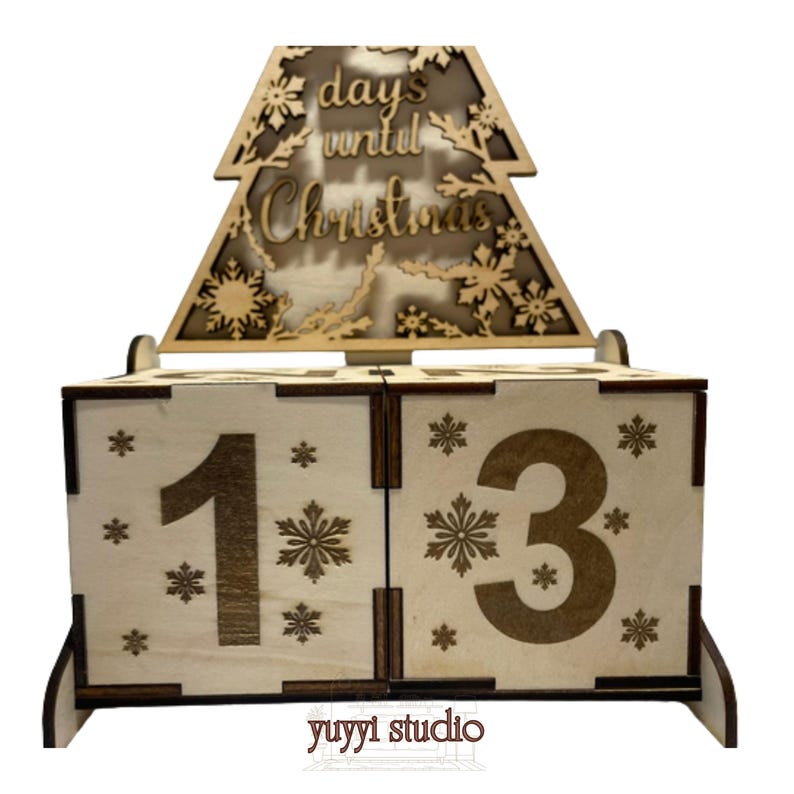 Days Until Christmas SVG | 3D Wooden Calendar Laser Cut File | Holiday ...