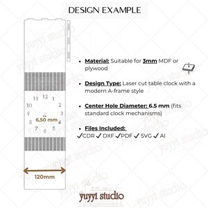 Modern A-frame Desk Clock SVG File: Laser Cut DIY Template (3mm Mdf ...