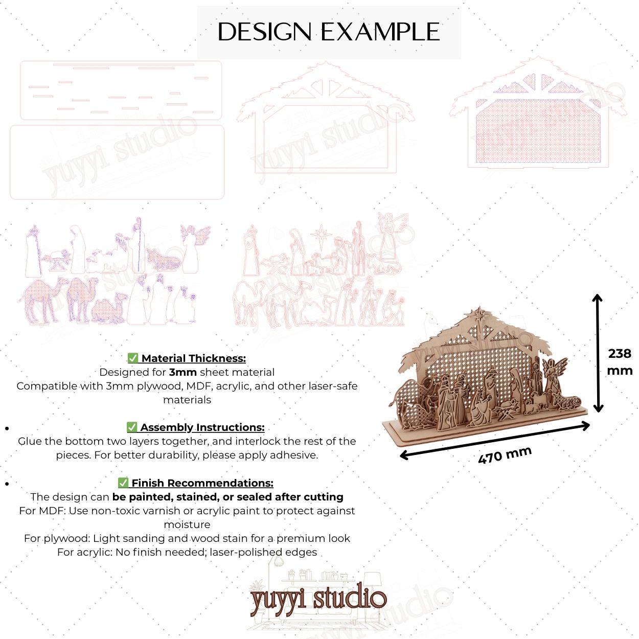 Laser Cut Nativity Scene SVG – Christmas Manger Decor (digital Files ...