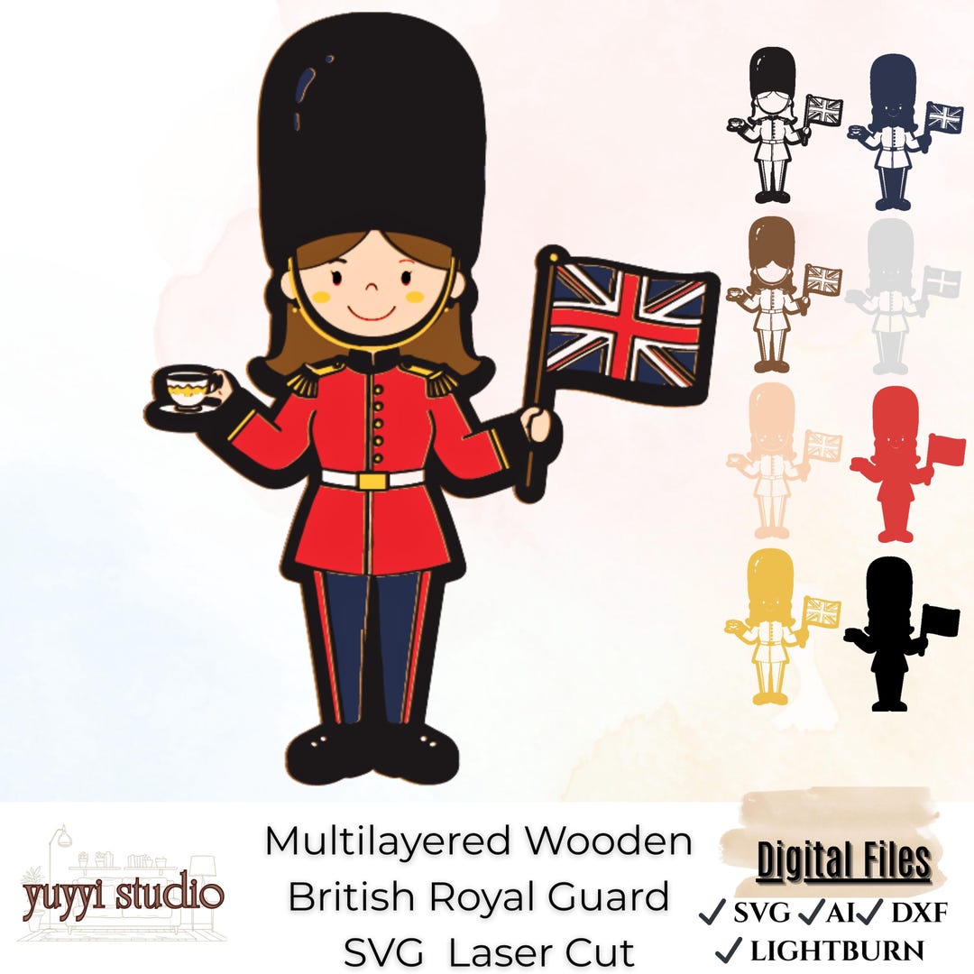 3D Multilayered Wooden British Royal Guard With Tea & Flag British ...
