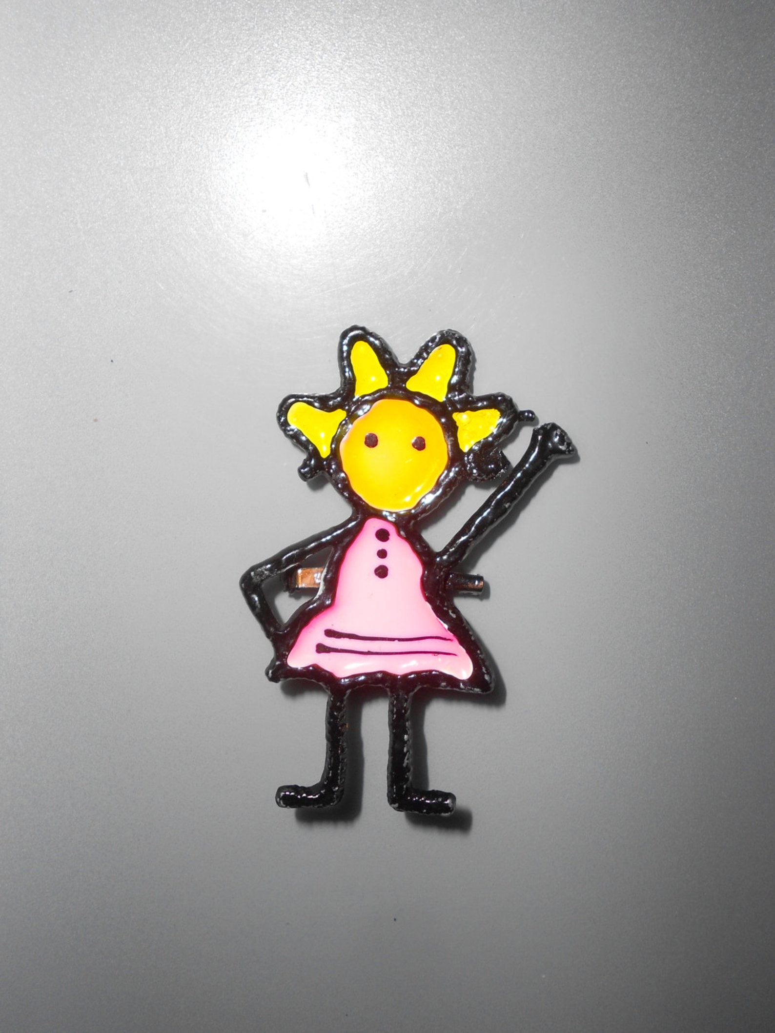 Happy Hello Stick Figure Pin-80's Girl Power Neon Hued | Etsy