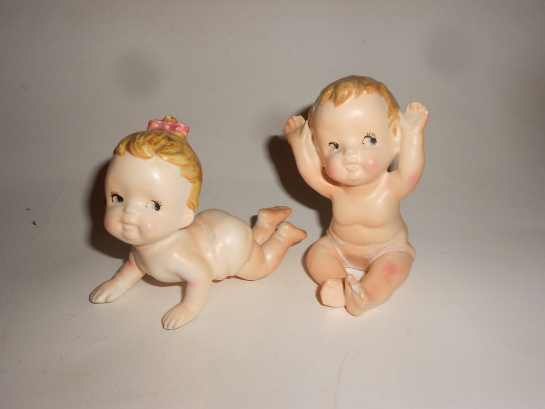 Piano Babies- Vintage Boy and Girl Bisque Porcelain Cuties Whimsical ...