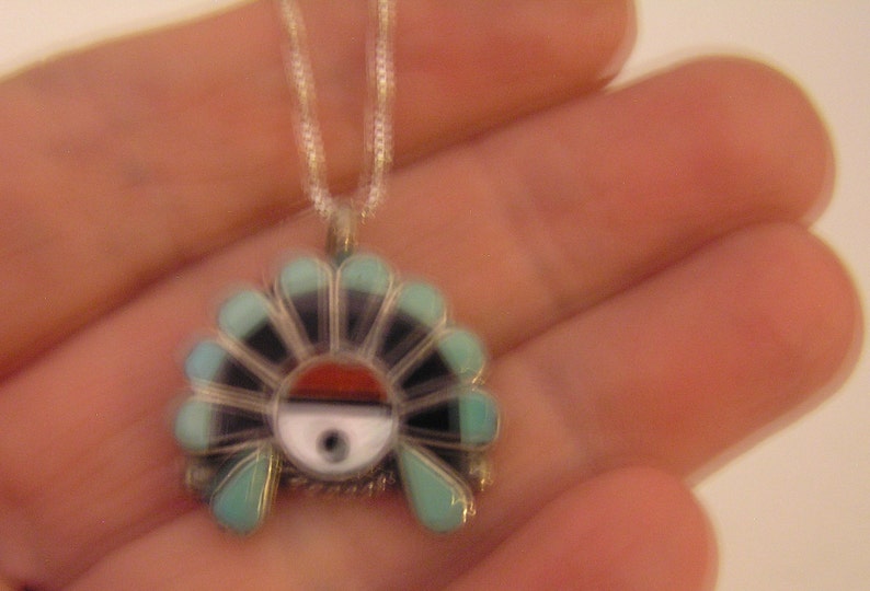 Zuni Sun God Pendant/brooch With Headdress Beautiful Inlay Multi Stone ...