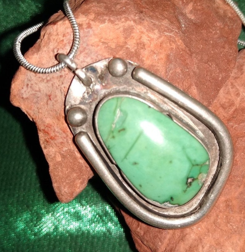 Green Turquoise Old Primitive Hopi Pendant Necklace-native - Etsy New ...