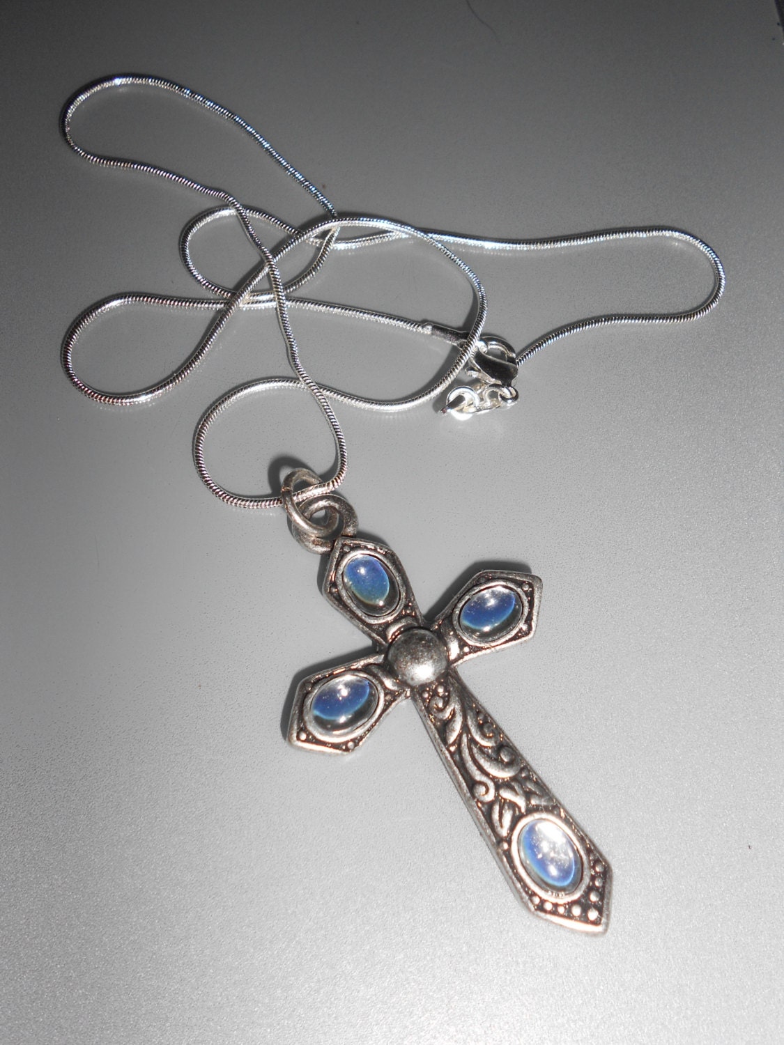 Cross Pendant French Style Clear Stone Repousse Cross Non ...