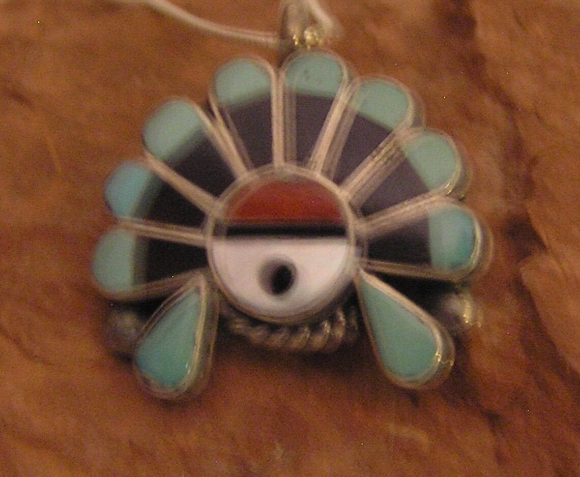 Zuni Sun God Pendant/brooch With Headdress Beautiful Inlay | Etsy