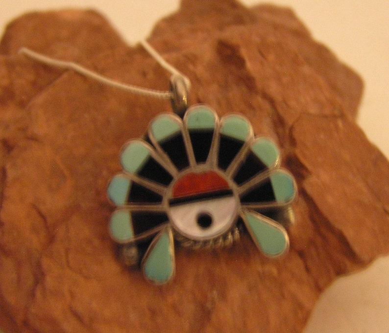 Zuni Sun God Pendant/brooch With Headdress Beautiful Inlay - Etsy