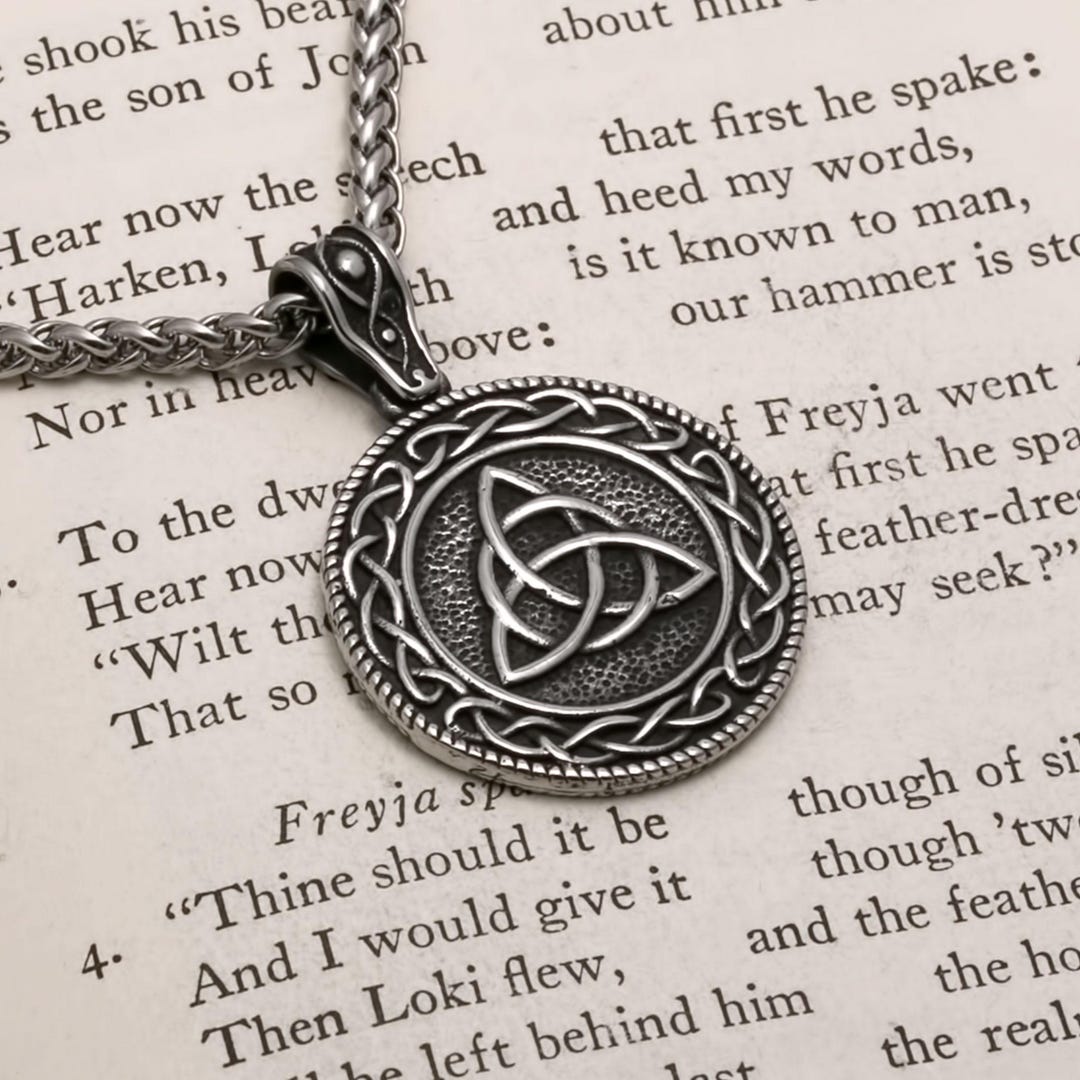 Viking Celtic Trinity Knot Medallion Stainless Steel Pendant Necklace ...