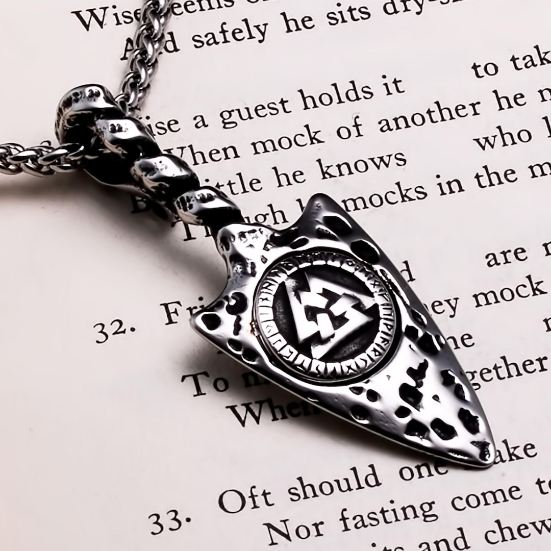 Viking Arrow Valknut Rune Pendant Necklace 316L Stainless Steel - Etsy