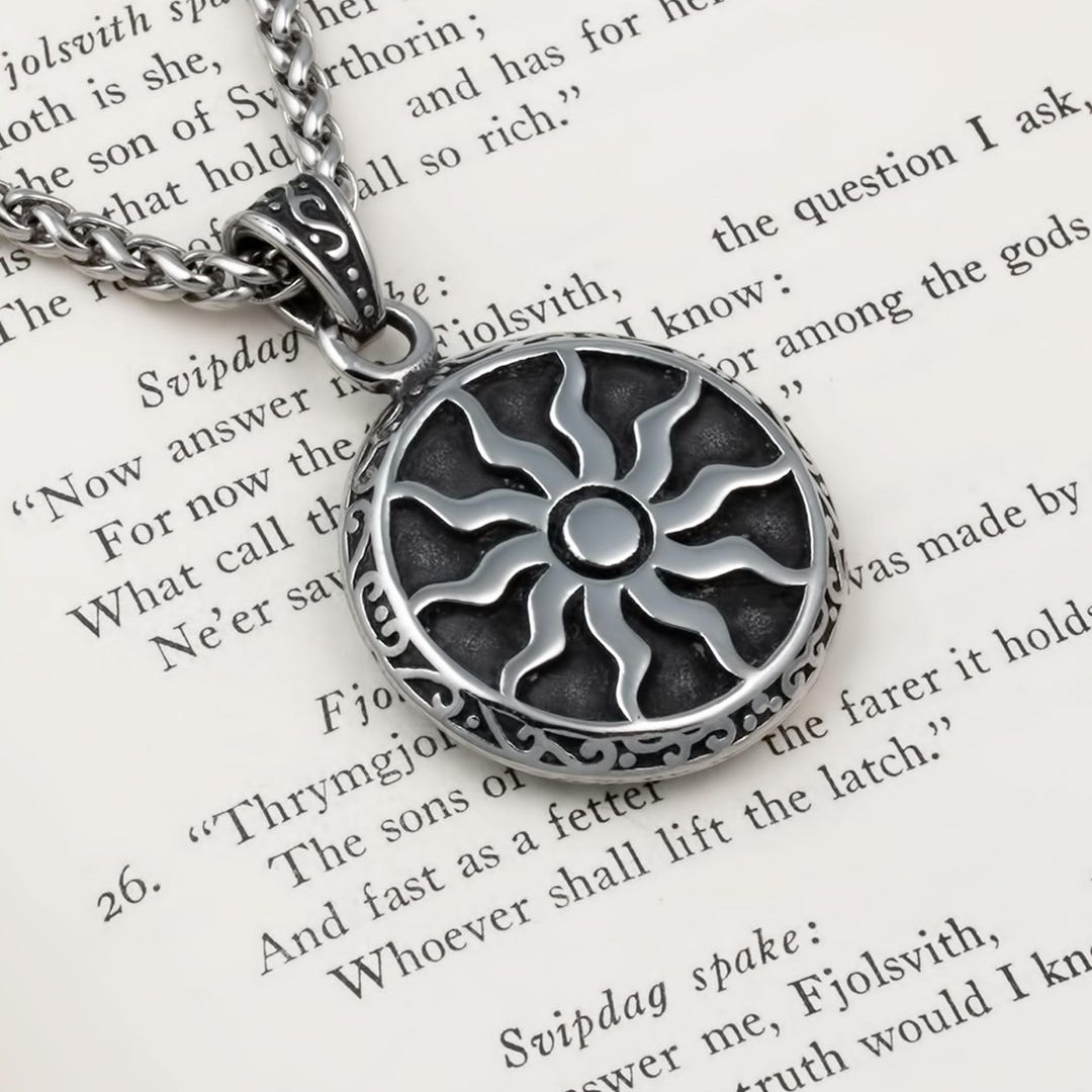 Viking Sun Medallion Stainless Steel Pendant Necklace - Etsy