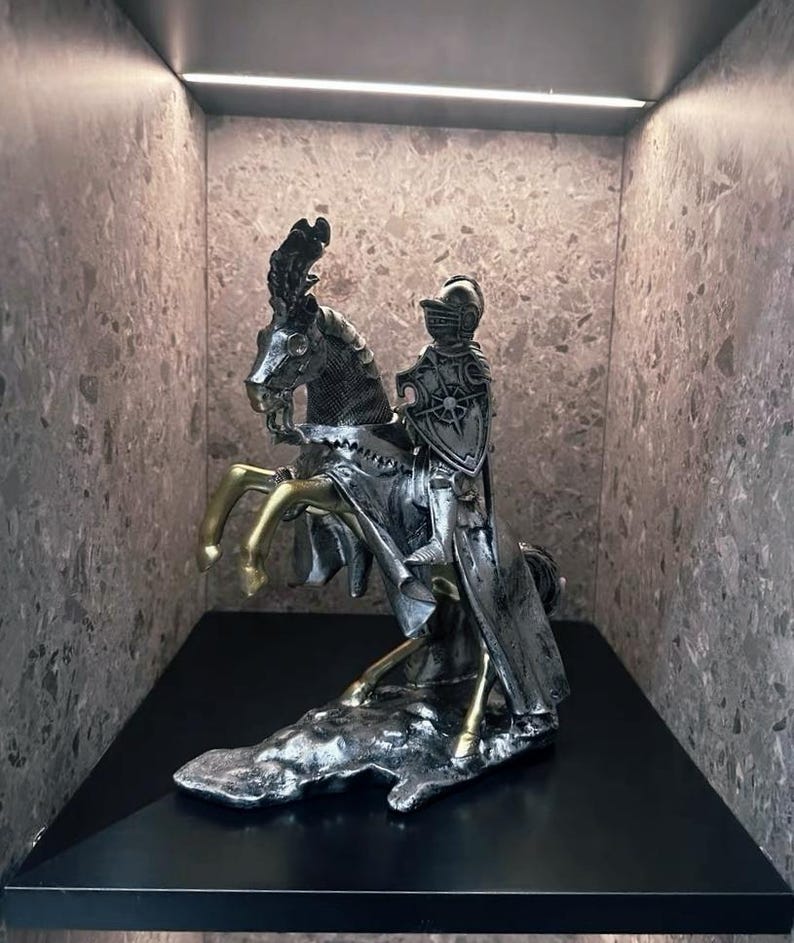 Medieval Knight Figurine: Nordic Resin Sculpture, Gothic Home Decor - Etsy