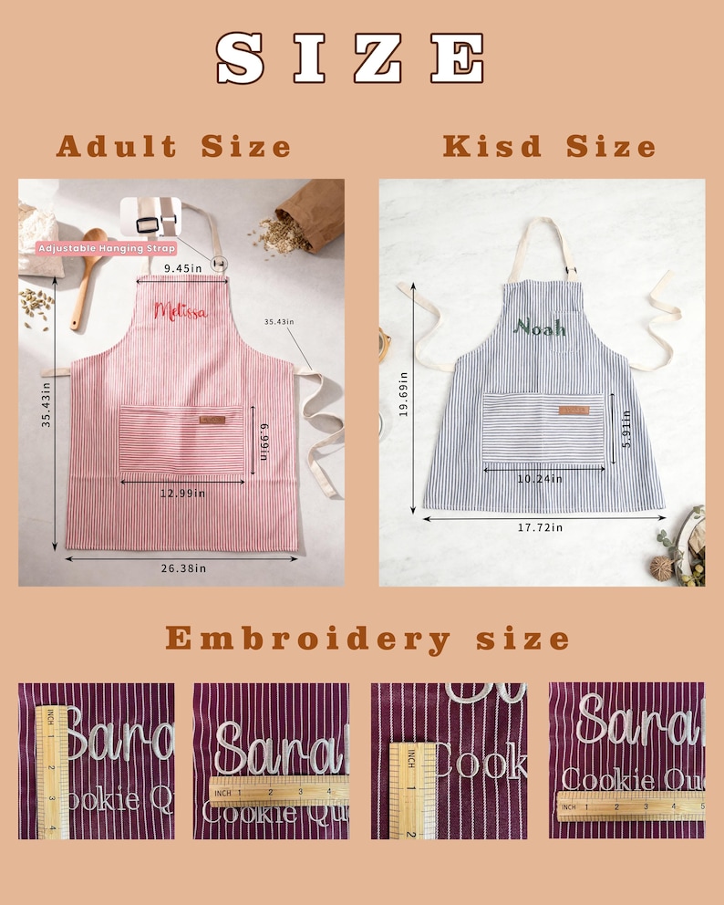 Personalized Apron for Kids and Adult, Custom Embroidered Striped Apron ...