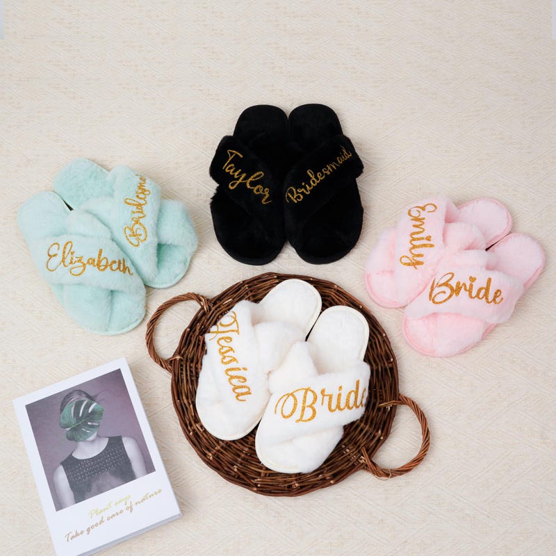 Embroidered Slippers - Etsy