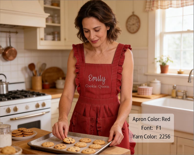 Personalized Embroidered Apron for Women With Pockets, Custom Kitchen ...