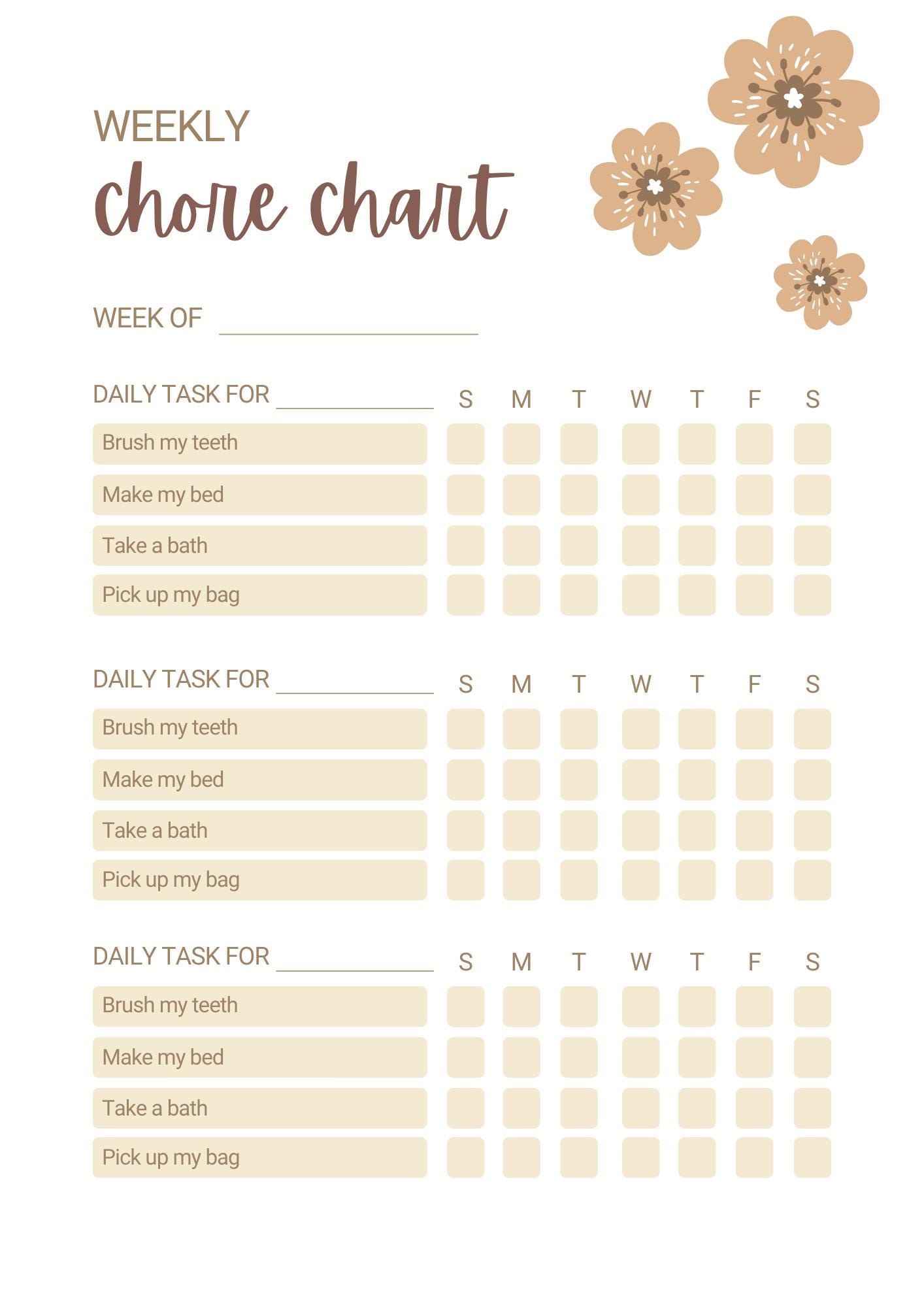Editable Chore Chart for Kids | Printable Daily Routine Chart | Reward ...