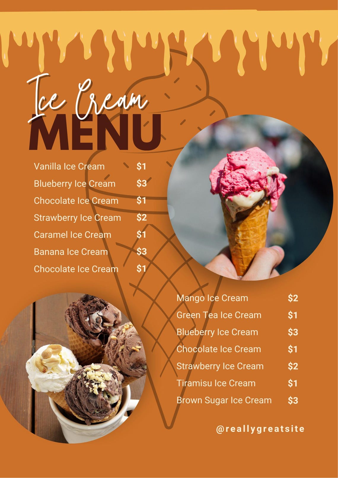 Ice Cream Menu Templates: Pastel Bar & Social Media (canva Editable ...