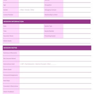 Editable Counseling Intake Form: Therapist Client Template (canva PDF ...
