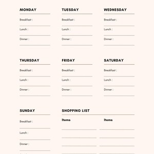 Weekly Meal Planner Printable: Editable Family Kitchen Organizer (PDF ...