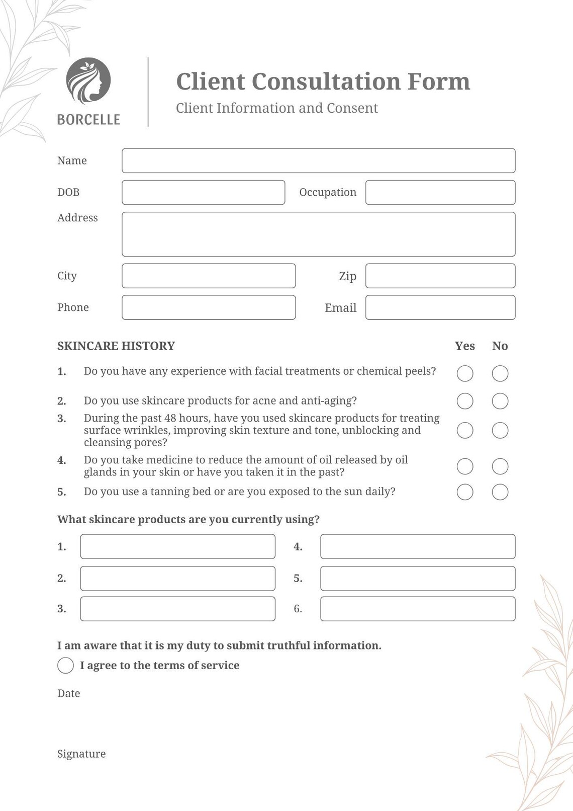 Editable Counseling Intake Form: Therapist Client Template (canva PDF ...