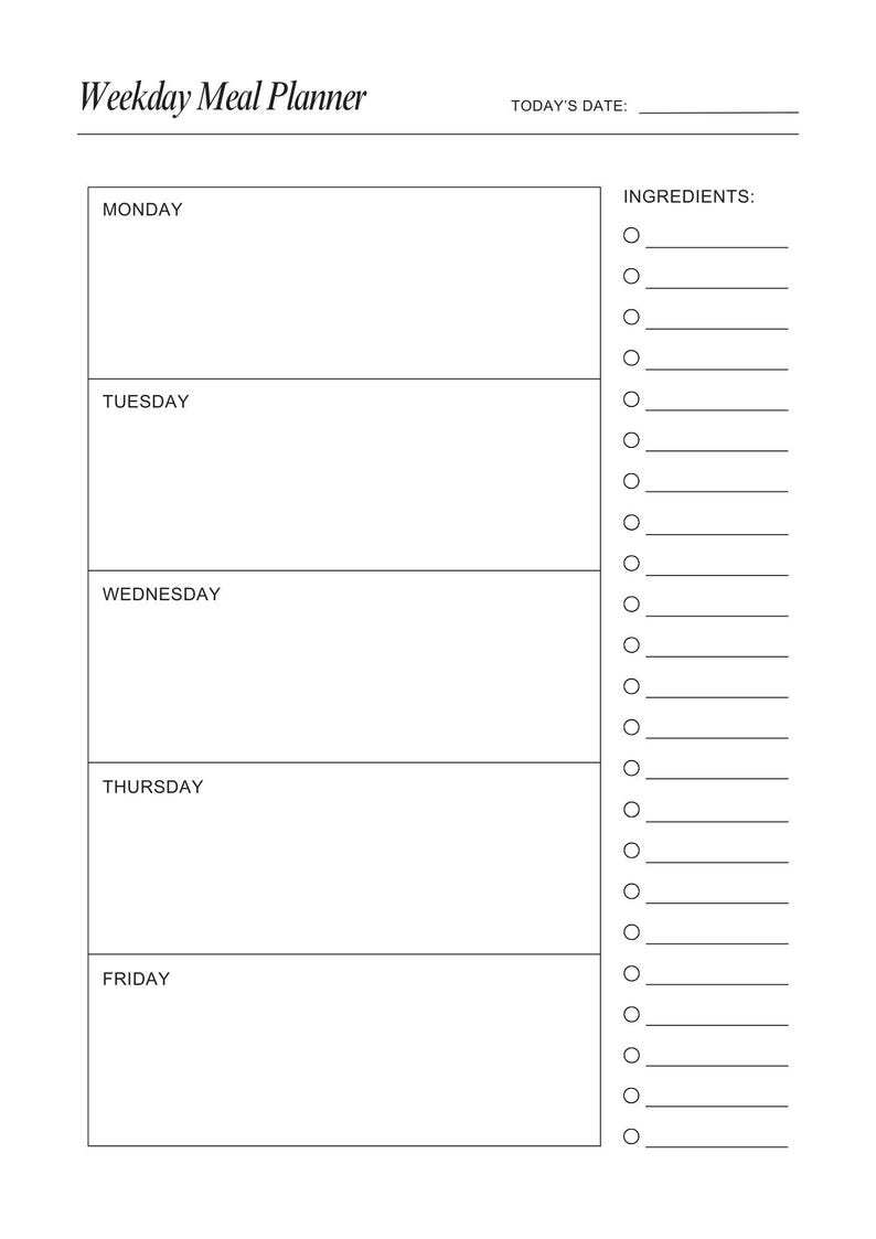 Weekly Meal Planner Printable: Editable Family Kitchen Organizer (PDF ...