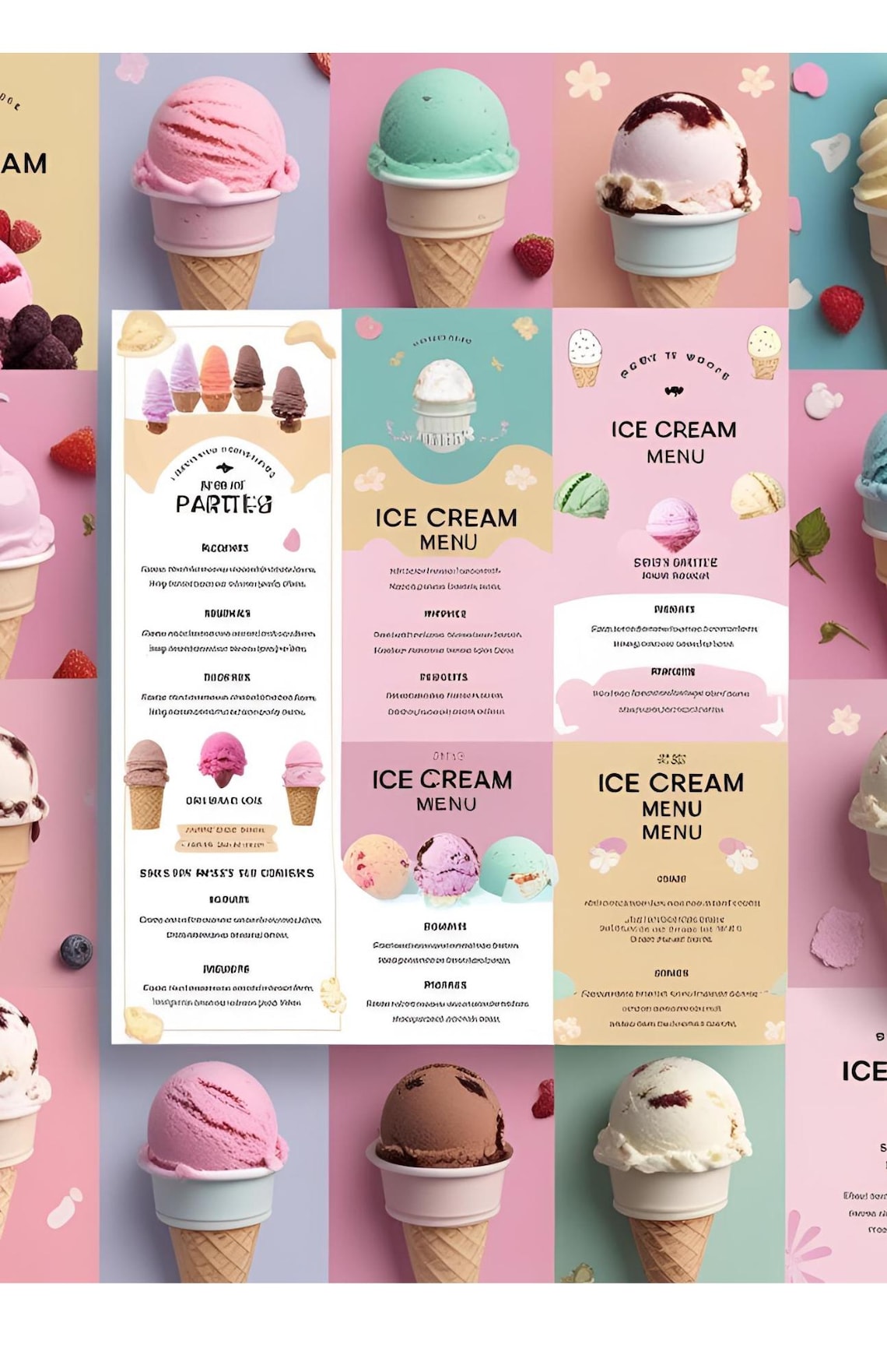Ice Cream Menu Templates: Pastel Bar & Social Media (canva Editable ...