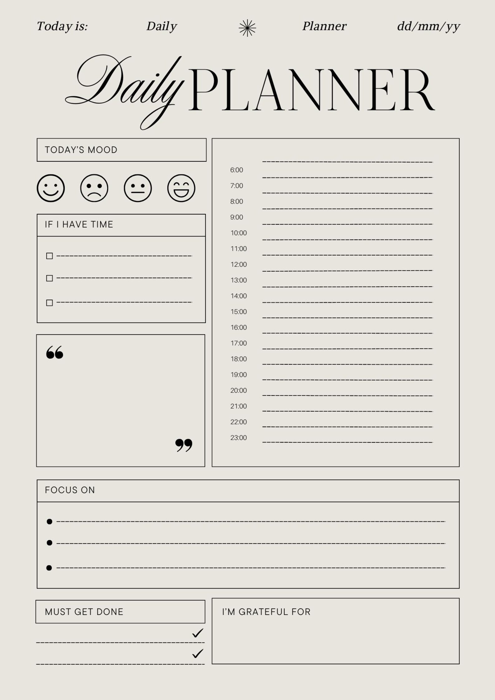 Minimalist Daily & Weekly Planner Bundle: Undated PDF (A4 A5 US Letter ...