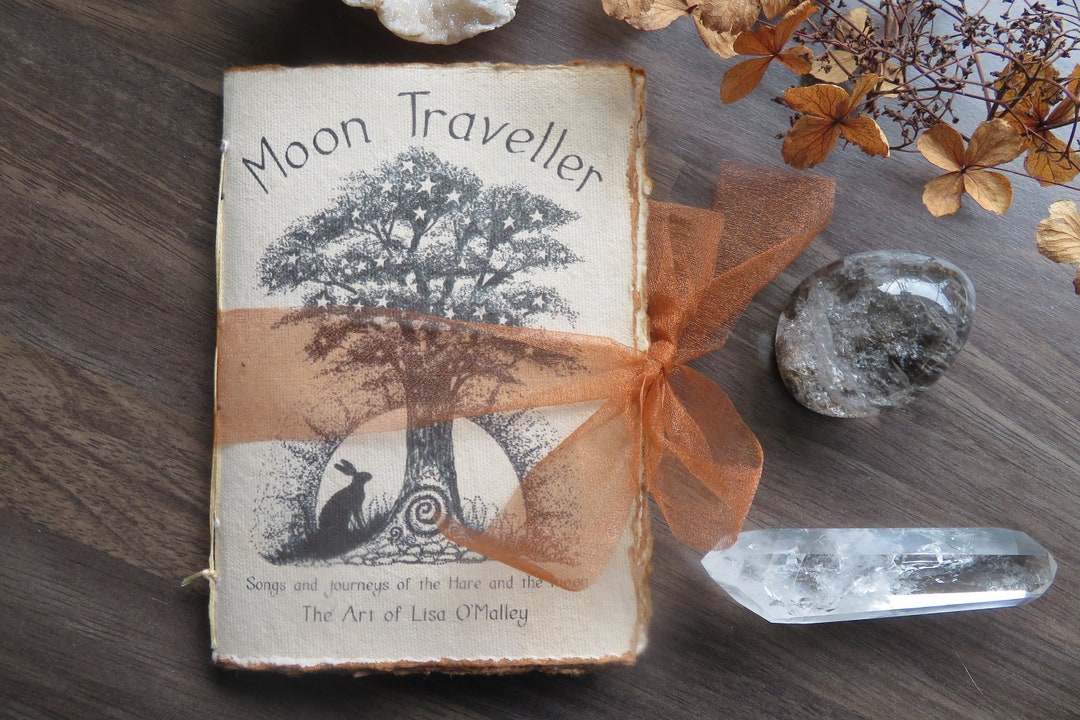 Moon Traveller Handmade Art /poetry Book, Hare and the Moon Pointillism ...