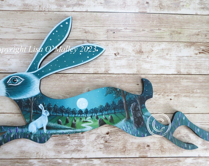 Hand Painted Wooden Hare Wall Plaque luna Pathway - Etsy