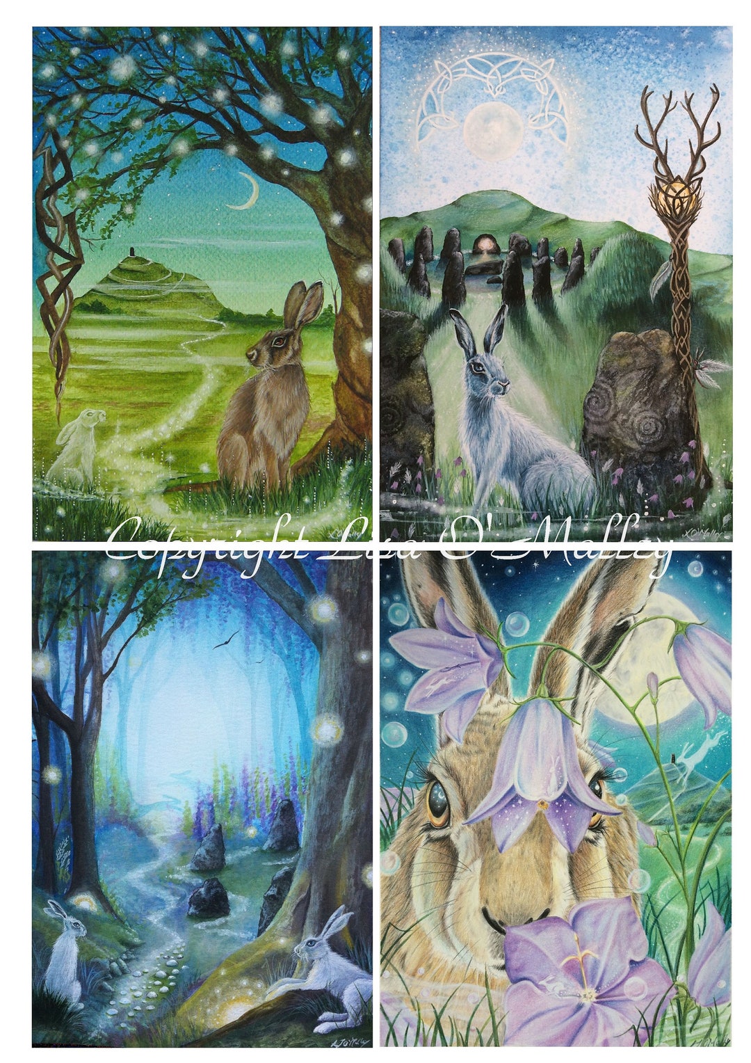 Hares. Art Greetings Cards Pack of Four - Etsy