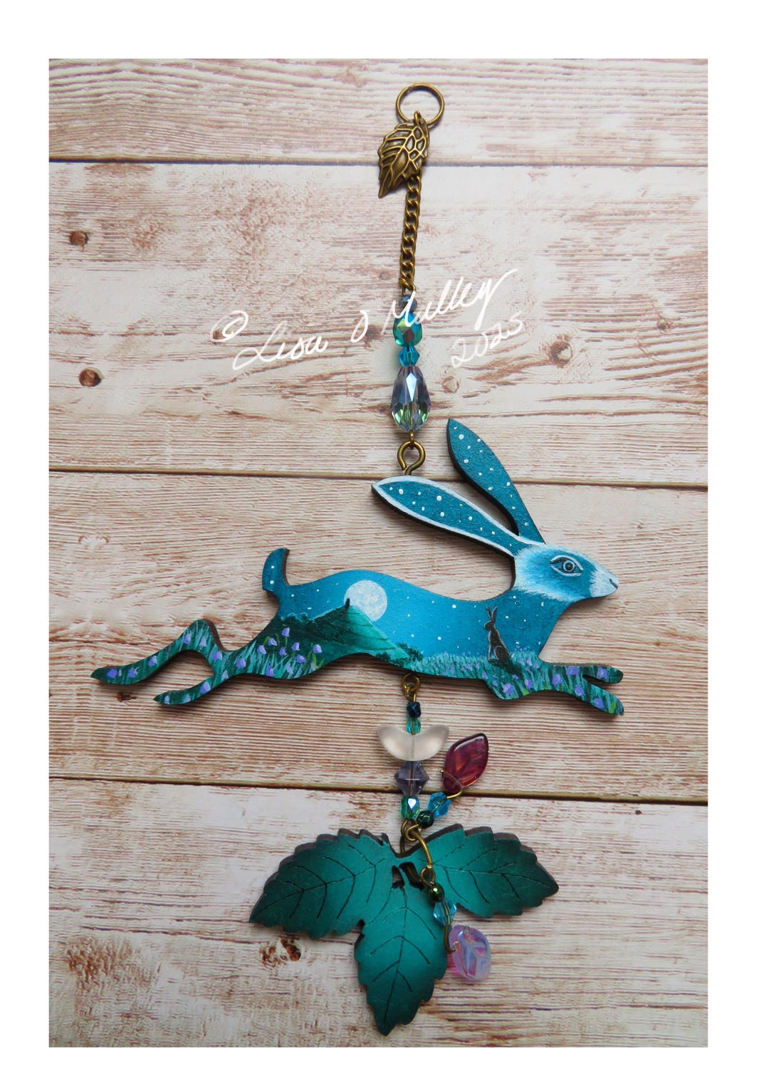 Hand Painted Wooden Hare Hanging Ornament Hare - Etsy