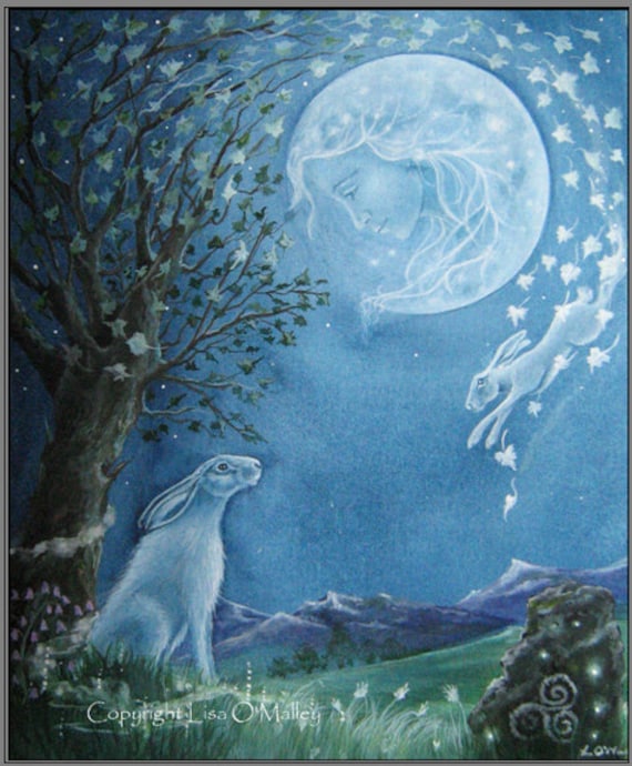 Hare Print Moon Her Mother the Moon - Etsy