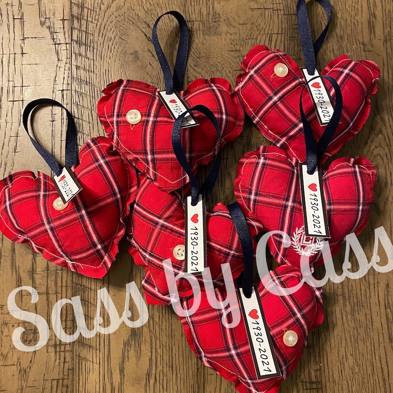 6 Custom Made Memory Heart Ornaments - Etsy