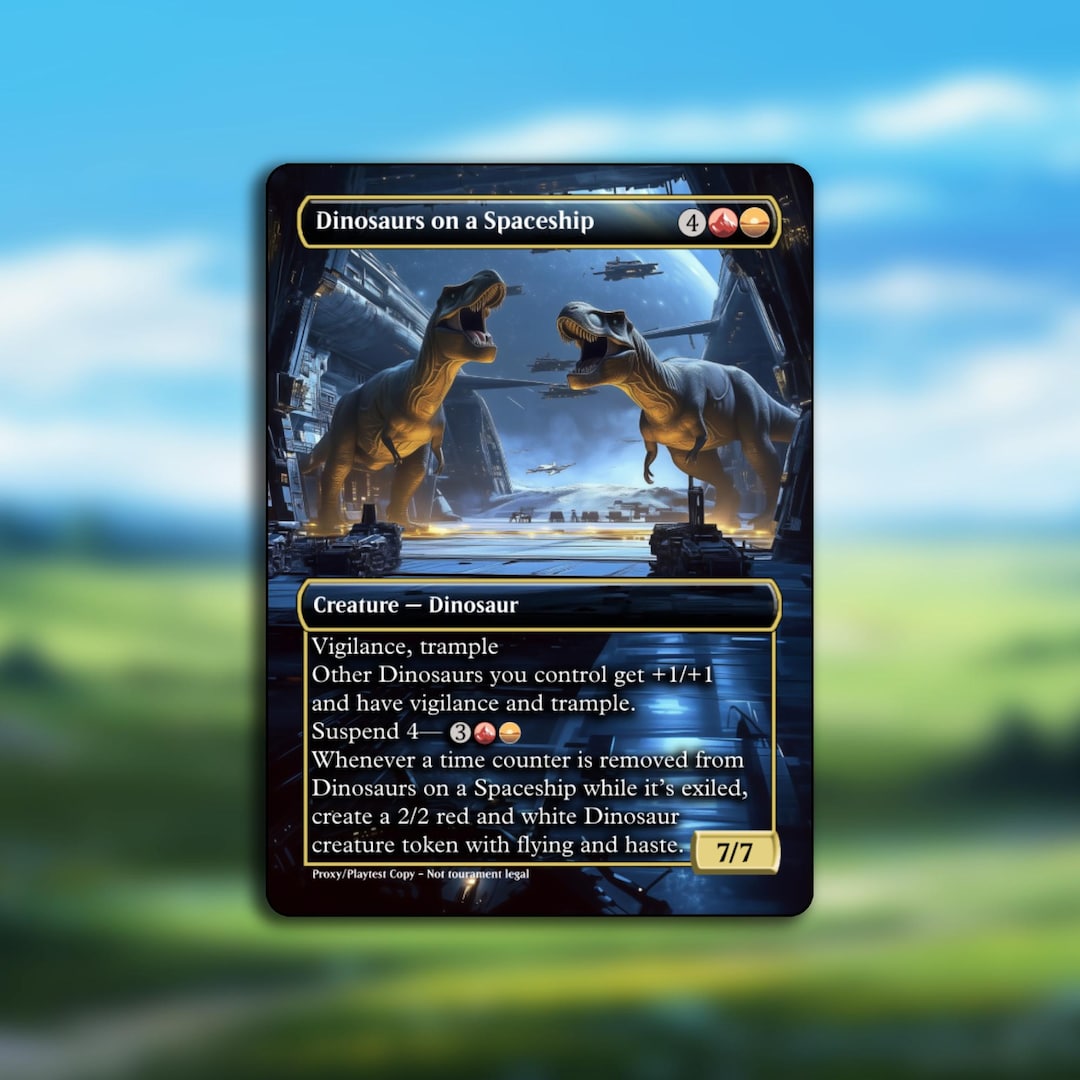 Dinosaurs on a Spaceship MTG Proxy - Custom Alt Art Game Cards for ...