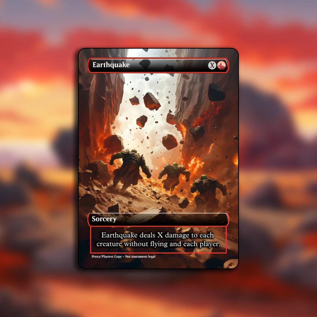 Earthquake Mtg Proxy - Borderless Frame - Custom Art Game Cards for ...
