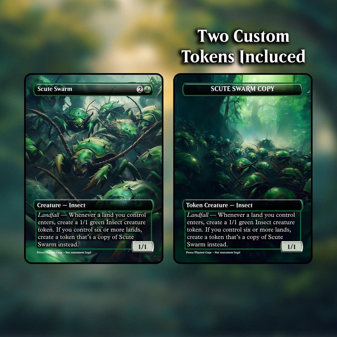 Scute Swarm Mtg Proxy - Includes Two Custom Tokens - Custom Art Game ...