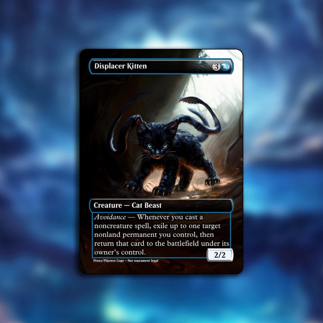 Displacer Kitten MTG Proxy - Borderless Alt Art Custom Game Cards for ...