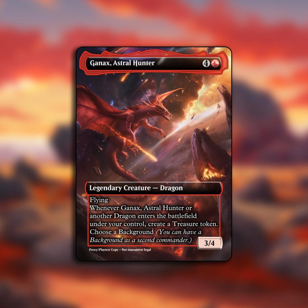 Ganax, Astral Hunter Mtg Proxy - Borderless Frame - Custom Art Game Cards for Commander Mtg ...