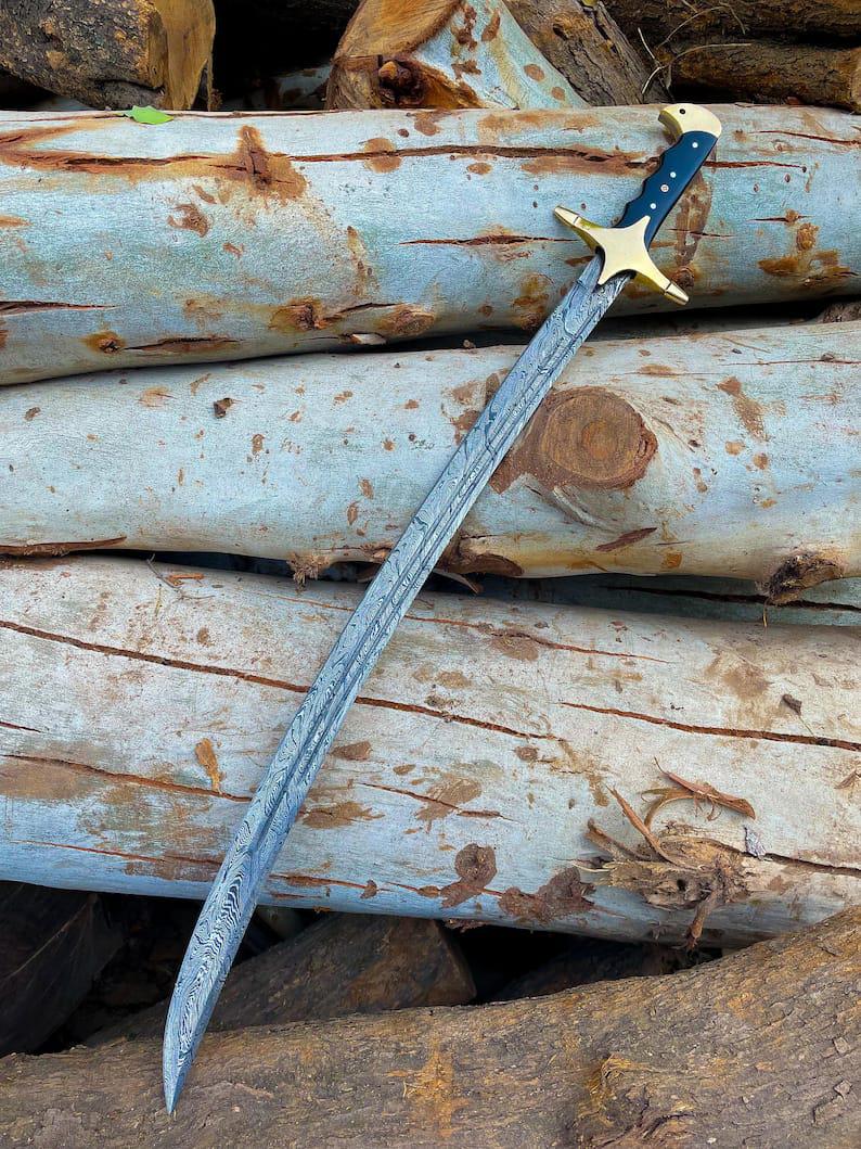 Custom Handmade Damascus Steel Ertugrul Scimitar Arabic Turkish Sword ...