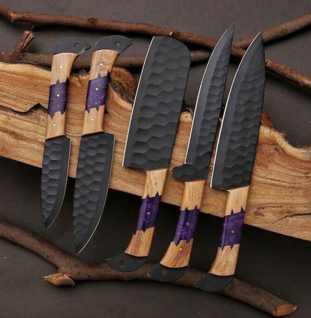 Damascus Steel Chef Set, Hand Forged Damascus Chef Set, Damascus Chef ...