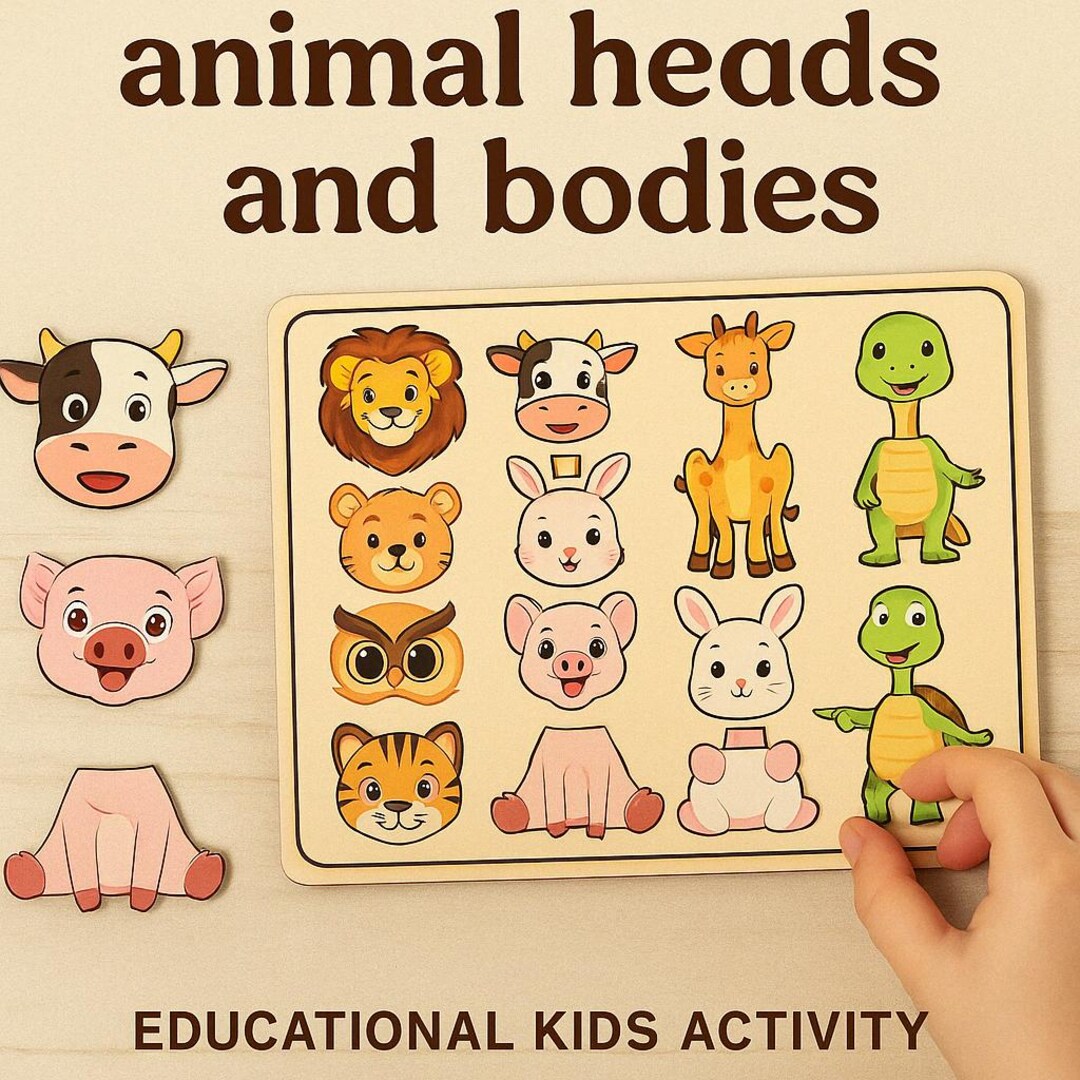 Animal Head Matching Game | PLR Printable | Instant Download - Etsy