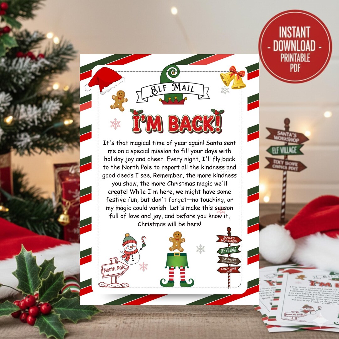 I’m Back Elf Letter Printable, Elf Return Letter, North Pole Elf Letter ...