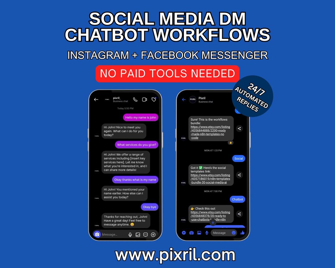 Social Media Auto-reply Chatbot Bundle: Instagram & Facebook (n8n ...