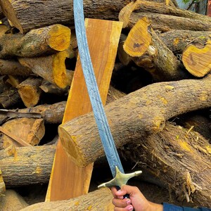 Custom Handmade Damascus Steel Scimitar Arabic Turkish Sword Micarta ...