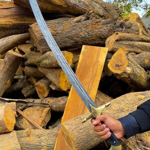 Custom Handmade Damascus Steel Scimitar Arabic Turkish Sword Micarta ...