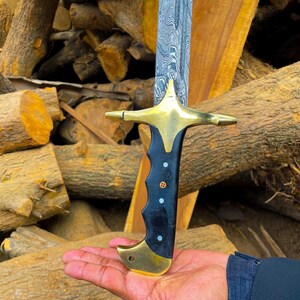 Custom Handmade Damascus Steel Scimitar Arabic Turkish Sword Micarta ...