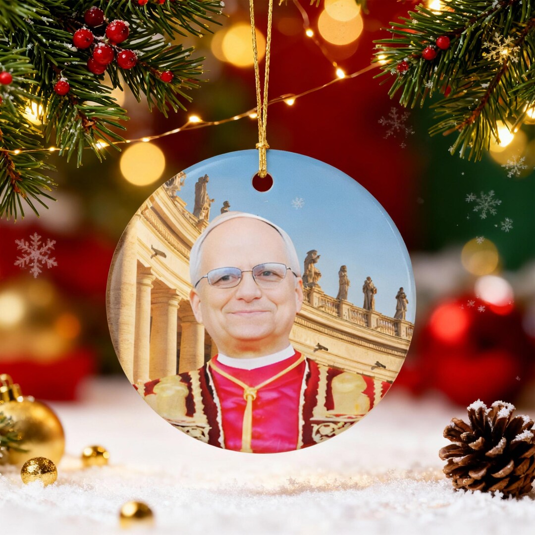 Pope Leo XIV Ceramic Christmas Ornament, Catholic Vatican Holiday ...