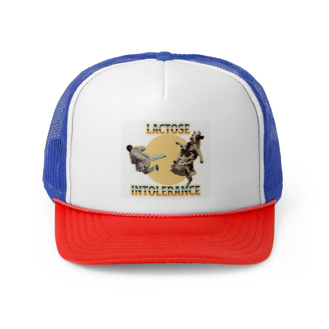 Funny Lactose Intolerance Trucker Cap, Unique Gift for Dairy Lovers ...