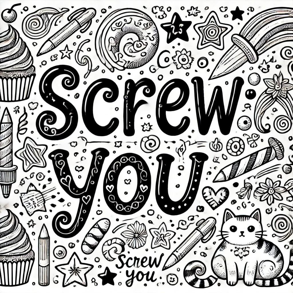 Sweary Adult Coloring Book – Printable Cursing Pages for Stress Relief ...