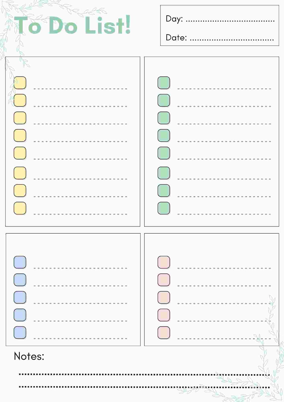 Blank Printable to Do List Without Headings - Downloadable, Template ...