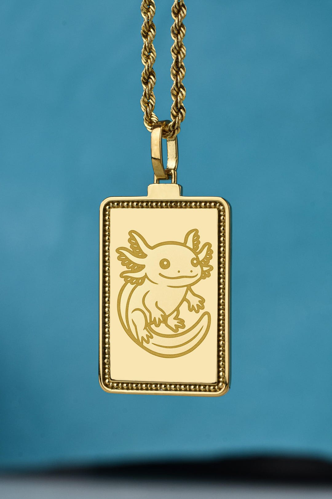 14K Gold Axolotl Necklace, Amphibian Pendant for Her, Pet Axolotl ...
